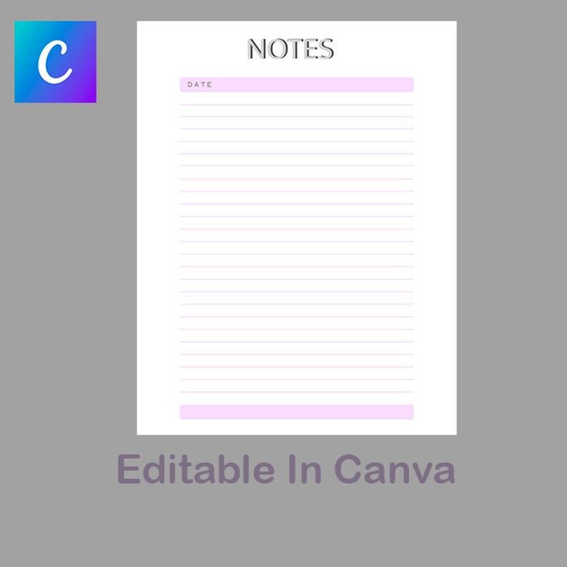 Notes Page Printable Printable Notes Page No'tes Pad - Etsy