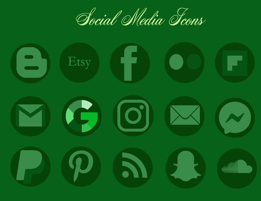 Green Social Media Icons | Website Socia Media | Social Media Icons - Etsy