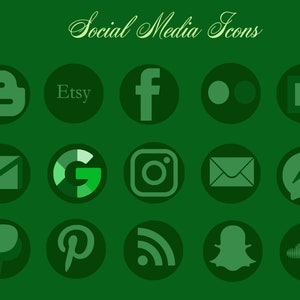 Green Social Media Icons | Website Socia Media | Social Media Icons - Etsy
