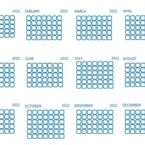 2022 Blue Printable Calendar | A4 Calendar | Year Calendar - Etsy