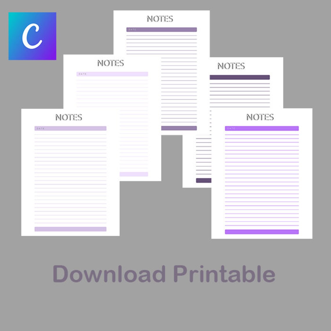 Notes Page Printable, Printable Notes Page, Notes Pad, Bundle Note ...