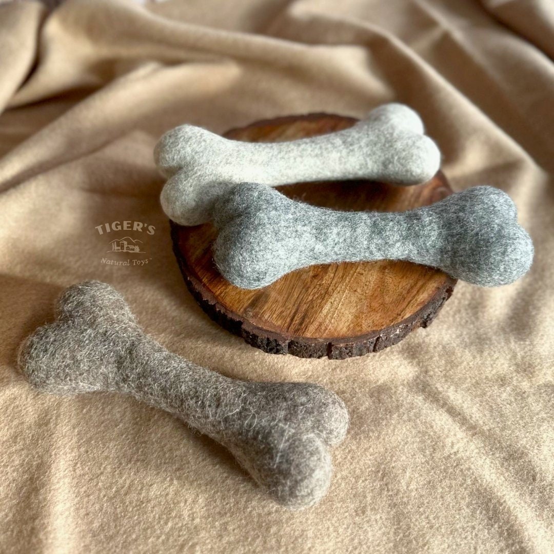 Wool Dog Toy, Large Wool Bone Toy for Dogs, Natural and Handmade Dog ...