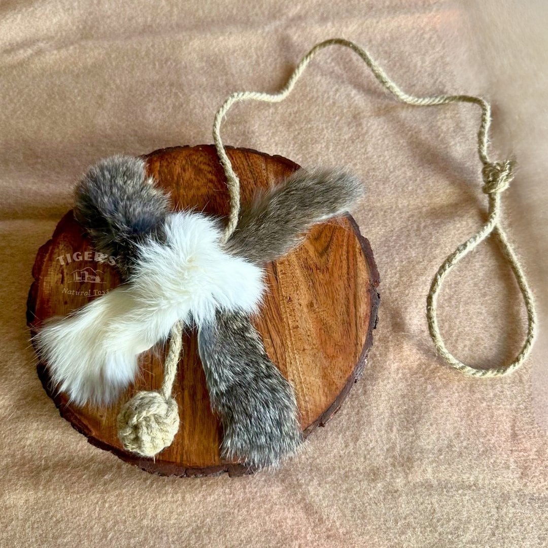Rabbit Fur Cat Toy With Natural Hemp Rope, Handmade Cat Chase Toy - Etsy