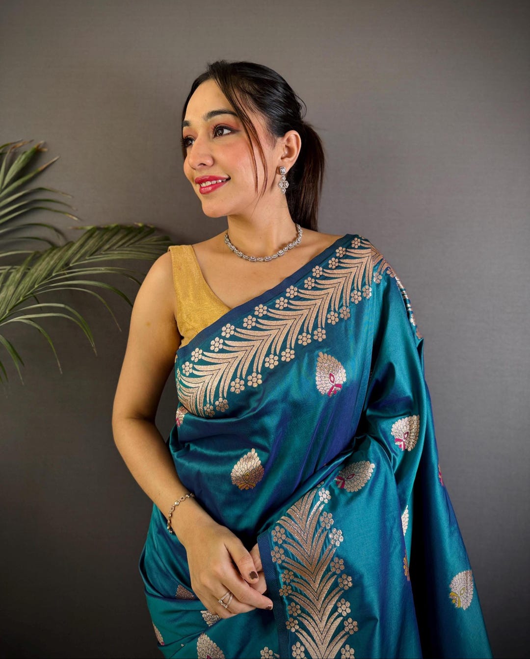 Peacock Blue (rama) Banarasi Silk Saree, Gift for Her, Sari for Wedding ...