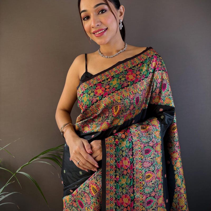 Kani Silk Saree Black - Etsy
