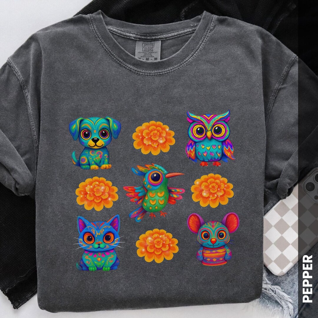 Alebrije Animals Shirt, Día De Los Muertos Tee, Cute Sugar Skull ...