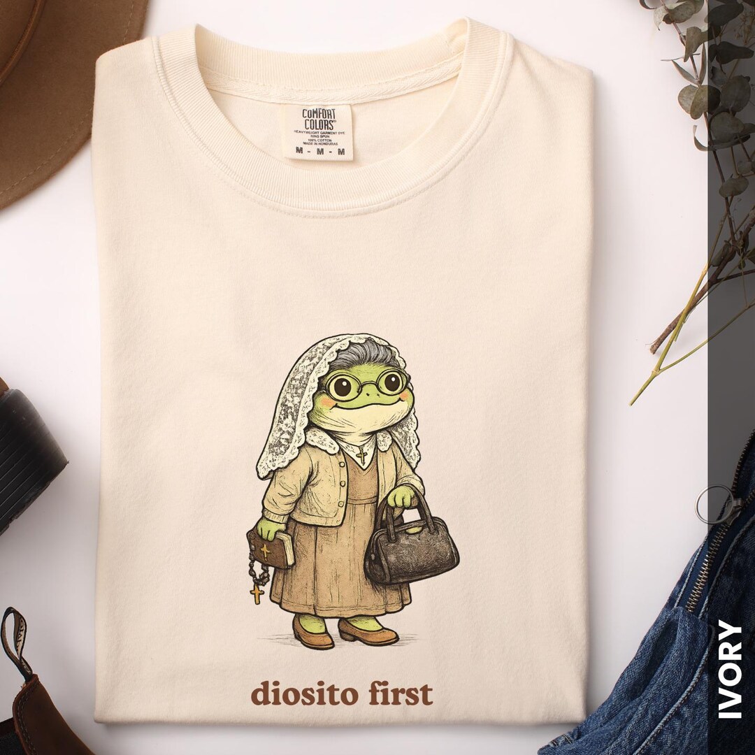 Diosito First Frog Shirt, Funny Catholic Frog Tee, Cute Religious ...
