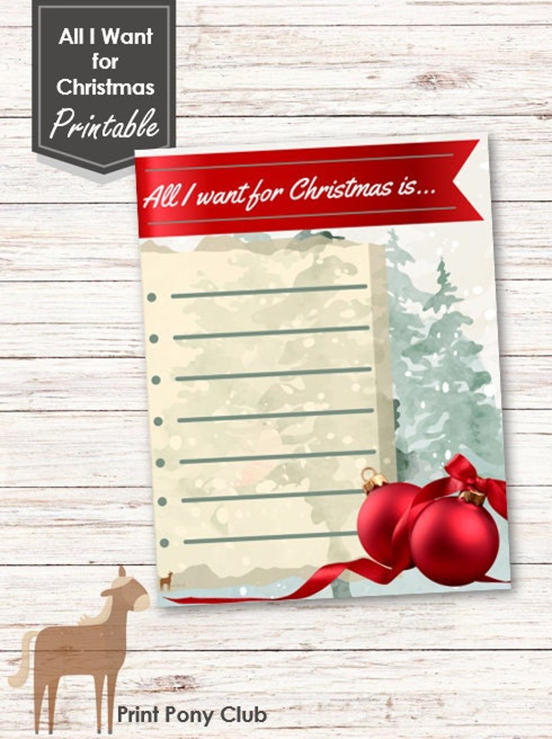 All I Want for Christmas Printable - Etsy