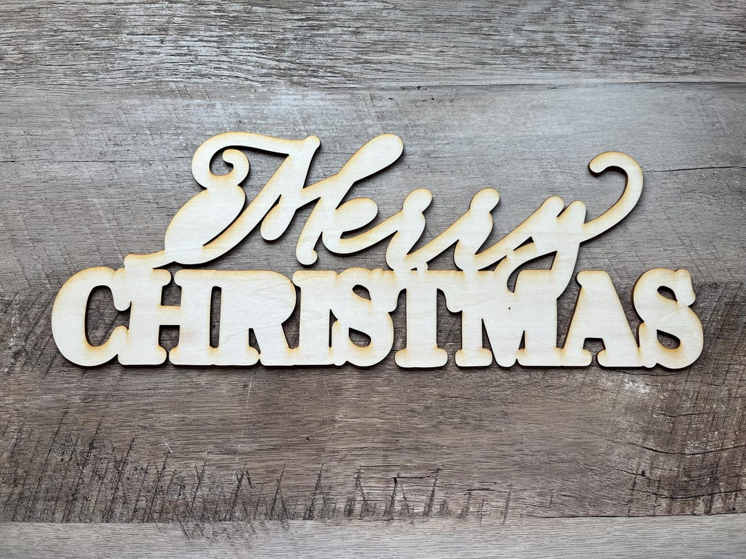 Merry Christmas Tree Wood Cutouts, DIY Unfinished Stencil/transfer ...