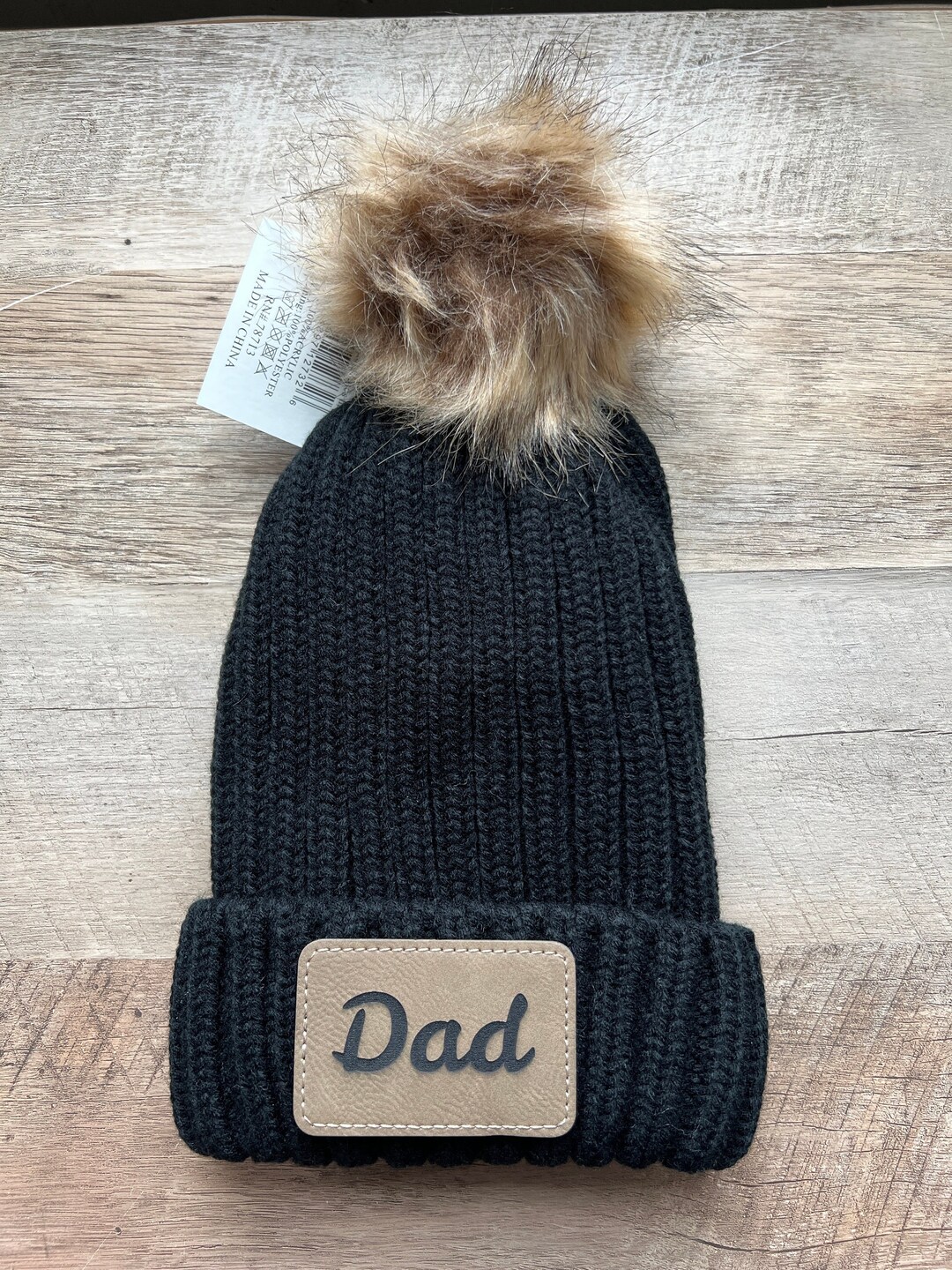Custom Knit Beanie, Personalized, Leather Patch Beanie, Custom Name or ...