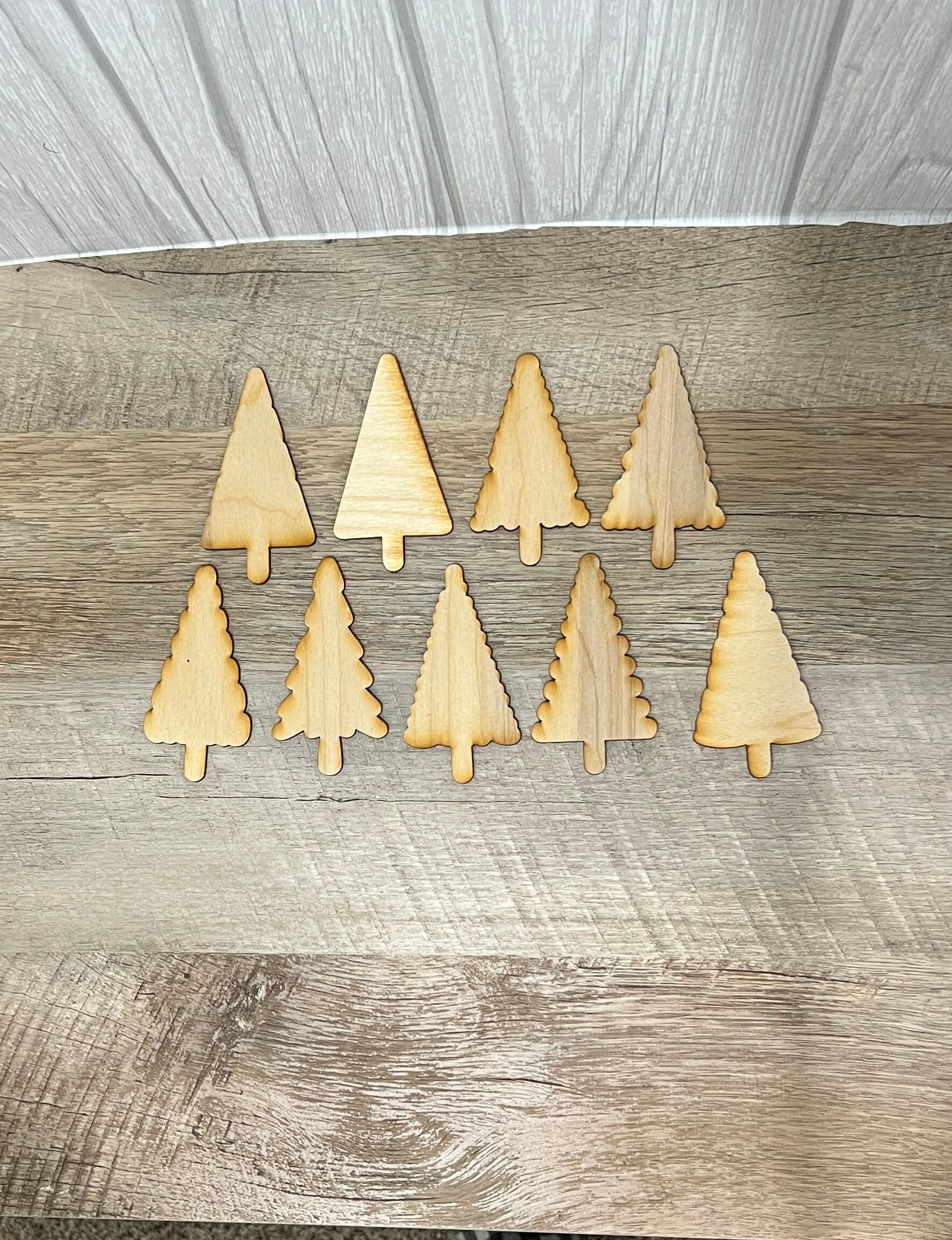 Happy Little Trees Pattern Wood Cutouts, DIY Unfinished Stencil ...