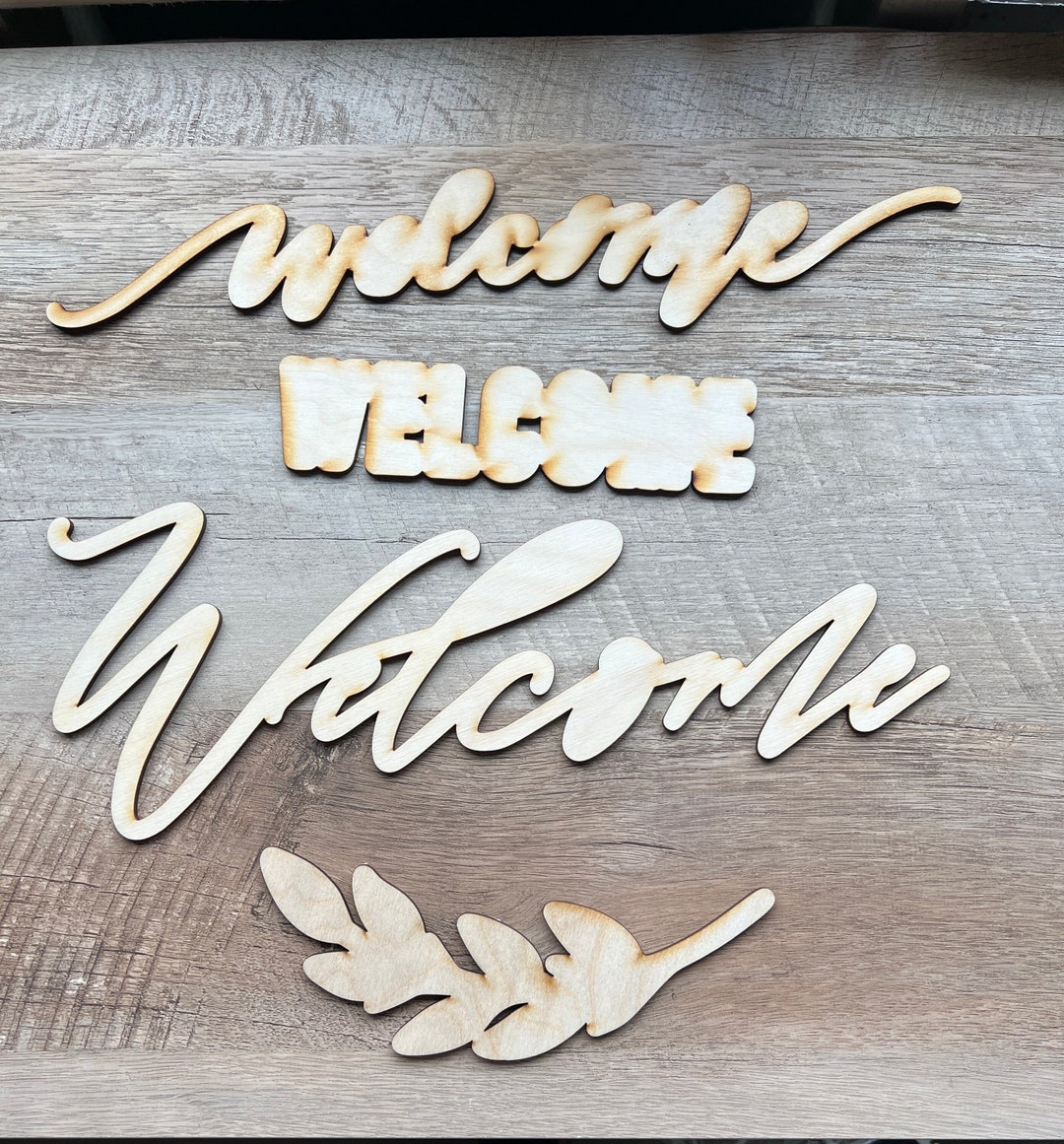 Welcome, Welcome Wood Cutouts, DIY Unfinished Stencil/transfer Woodcut ...