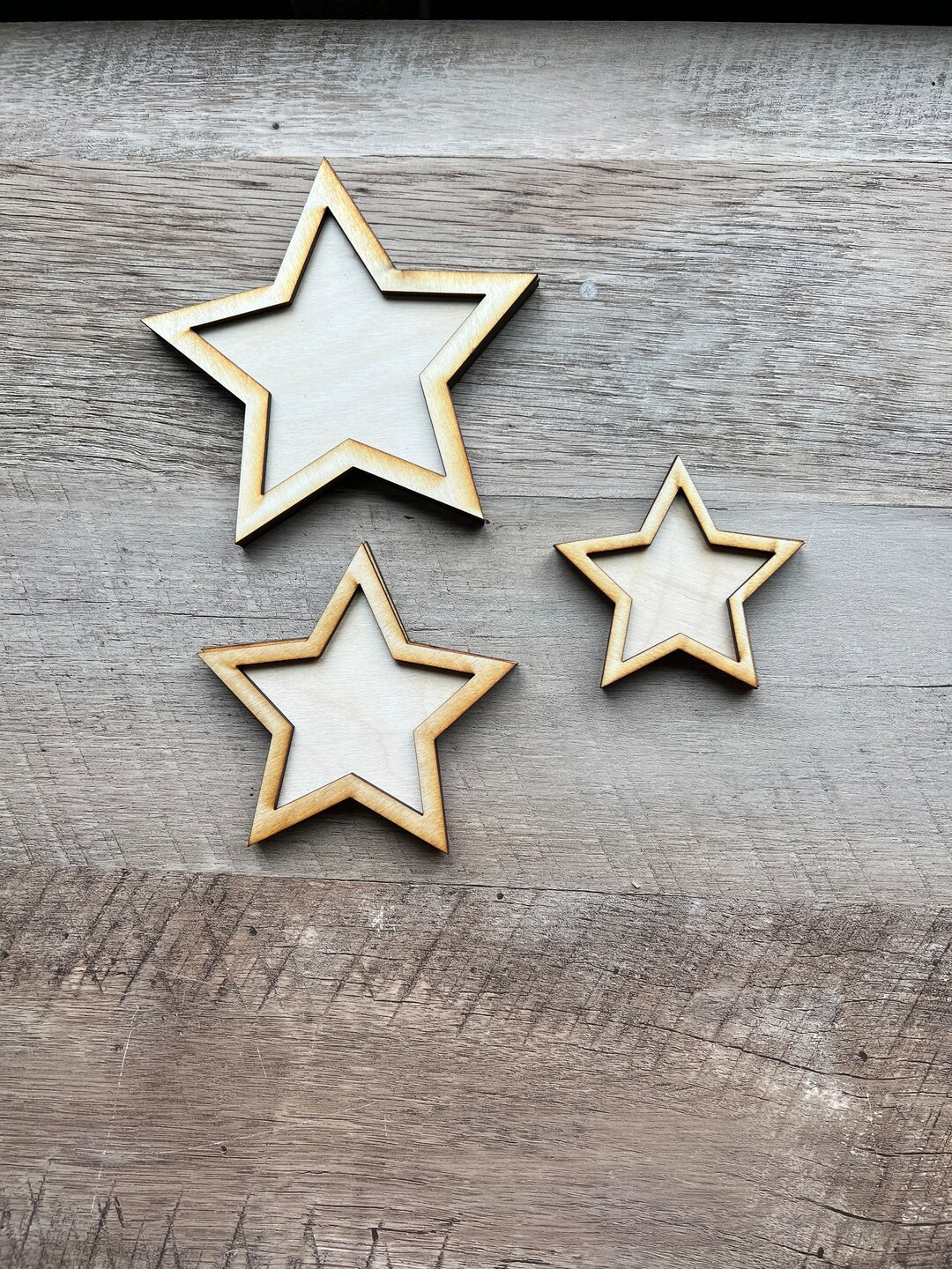 Star, Outlined Stars, (set of 3) 2-piece, DIY, Wood Cutout, Ready to ...