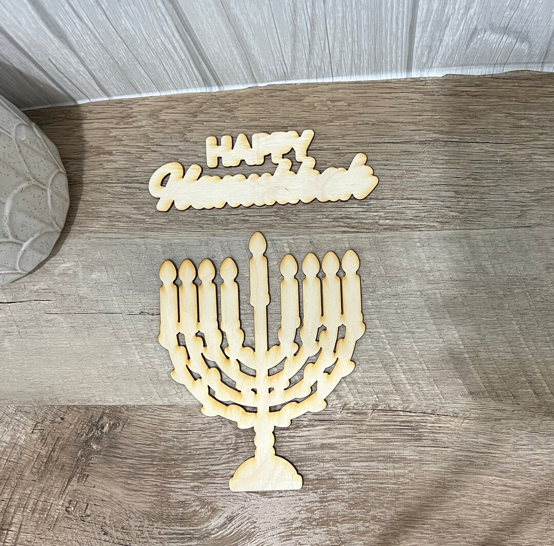 Menorah Wood Cutouts, Stencil, Transfer Woodcuts, DIY, Unfinished - Etsy