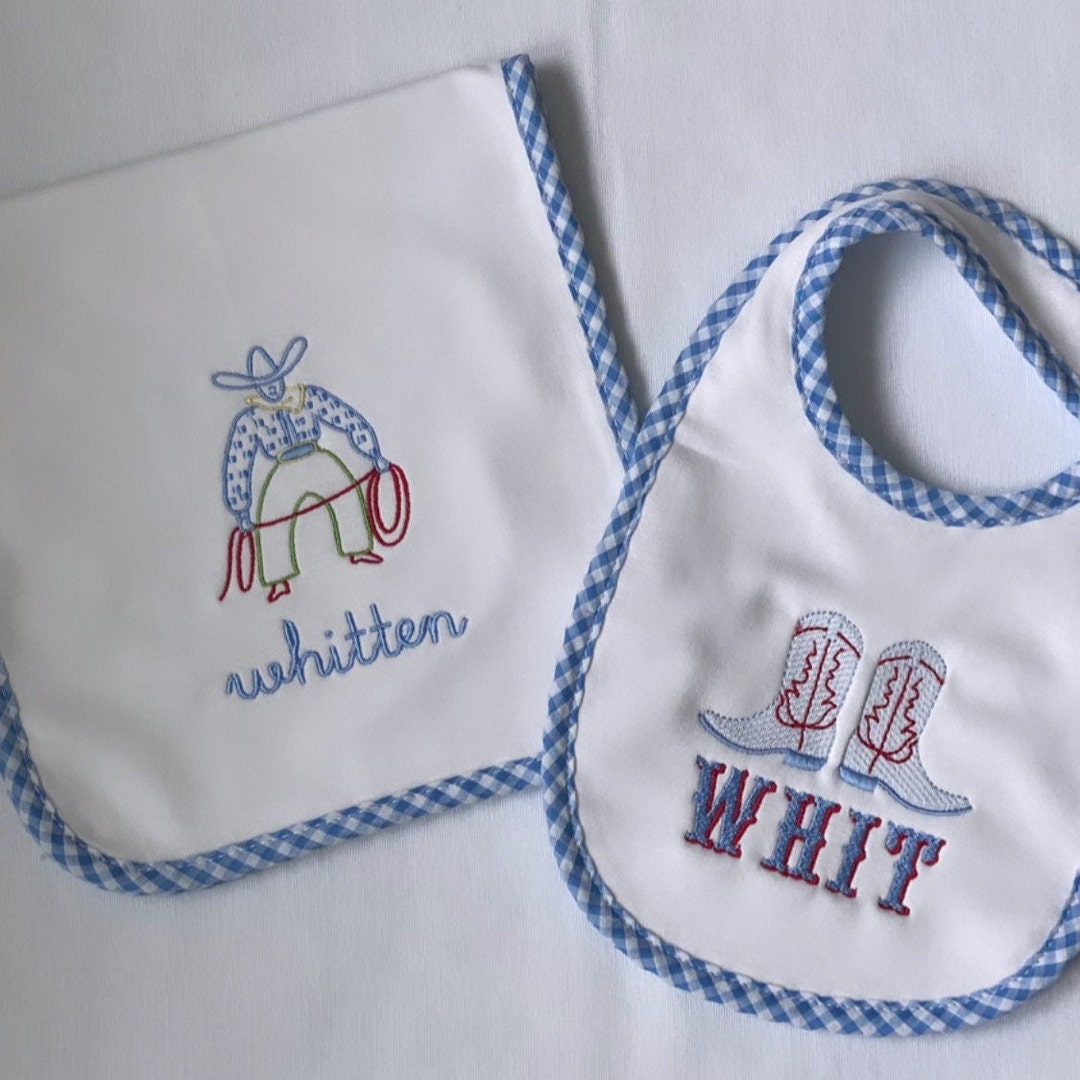 Cowboy Bib and Burp Cloth Set, Ranch Themed Baby Burp Cloth and Bib - Etsy