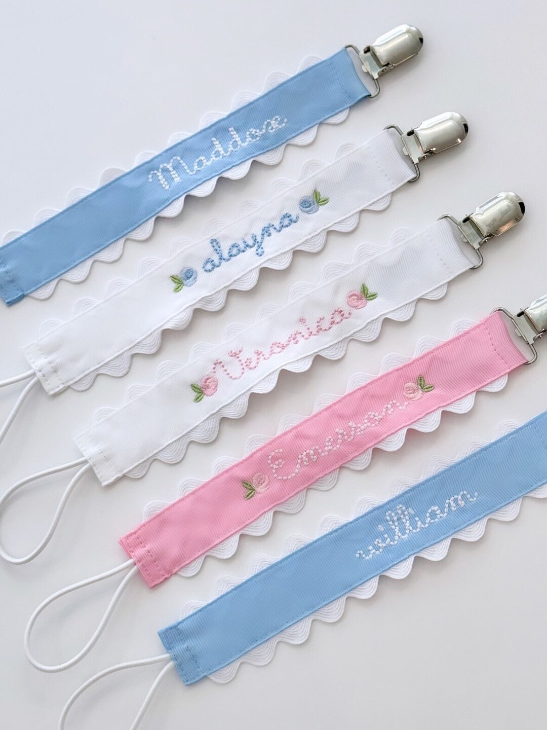 Monogrammed Paci Clip, Ric Rac Trimmed Paci Clip, Pacifier Clip - Etsy