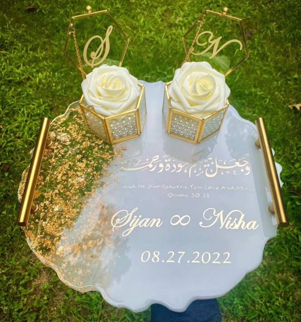 Round Custom Resin Ring Plate Nikkah Wedding Personalise - Etsy