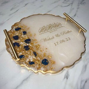 Round Custom Resin Ring Plate Nikkah Wedding Personalise Gift Bespoke ...