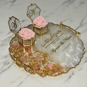 Round Custom Resin Ring Plate | Nikkah | Wedding | Personalise | Gift ...