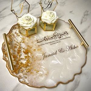 Round Custom Resin Ring Plate | Nikkah | Wedding | Personalise | Gift ...