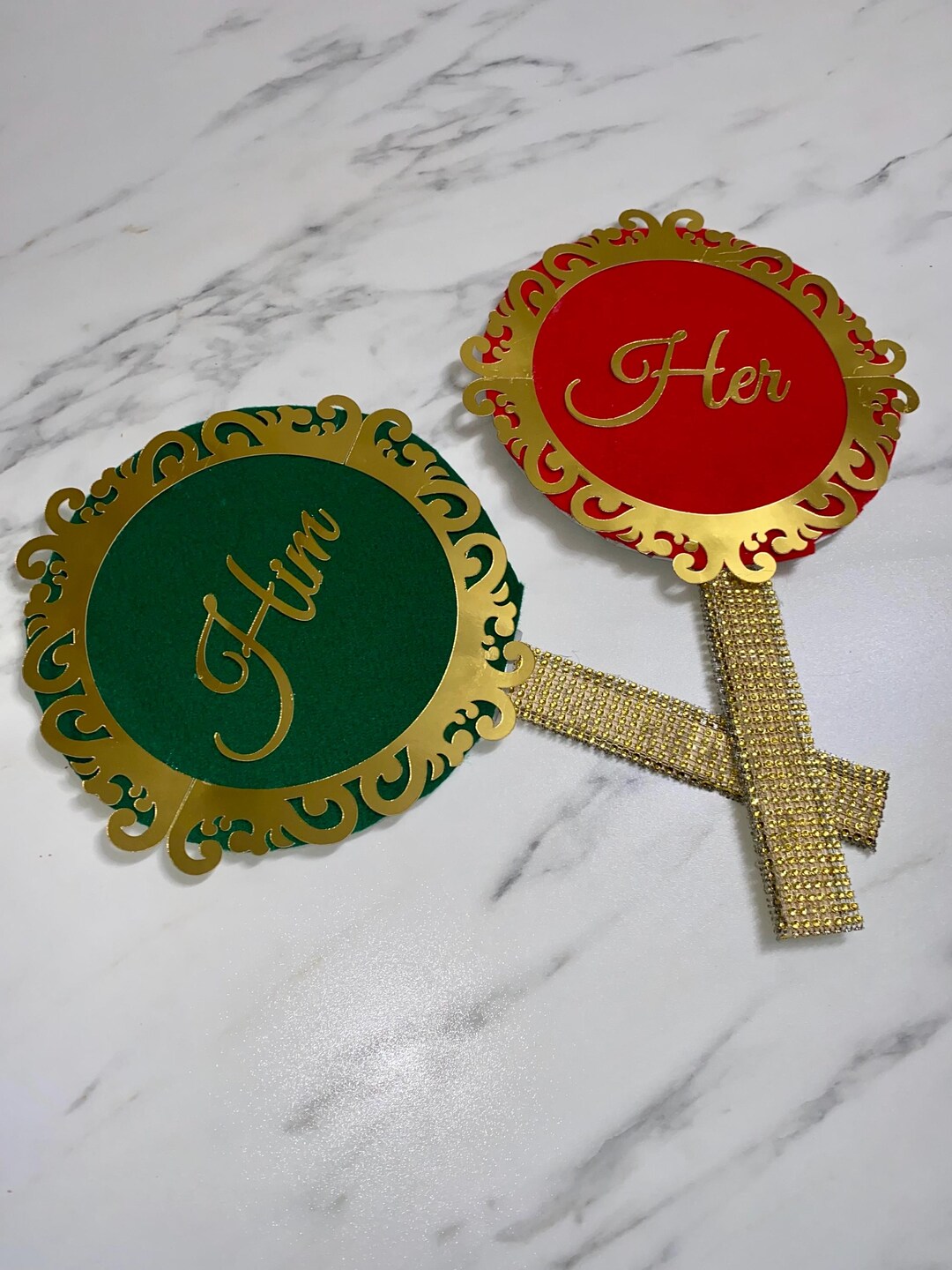 Him & Her Signs for “who Knows Each Other Better” Wedding Game - Set of ...