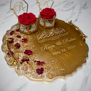 Round Custom Resin Ring Plate | Nikkah | Wedding | Personalise | Gift ...