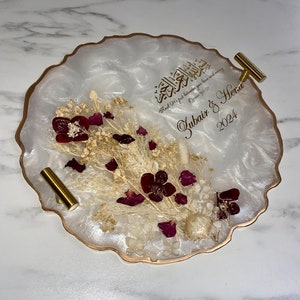 Round Custom Resin Ring Plate Nikkah Wedding Personalise Gift Bespoke ...