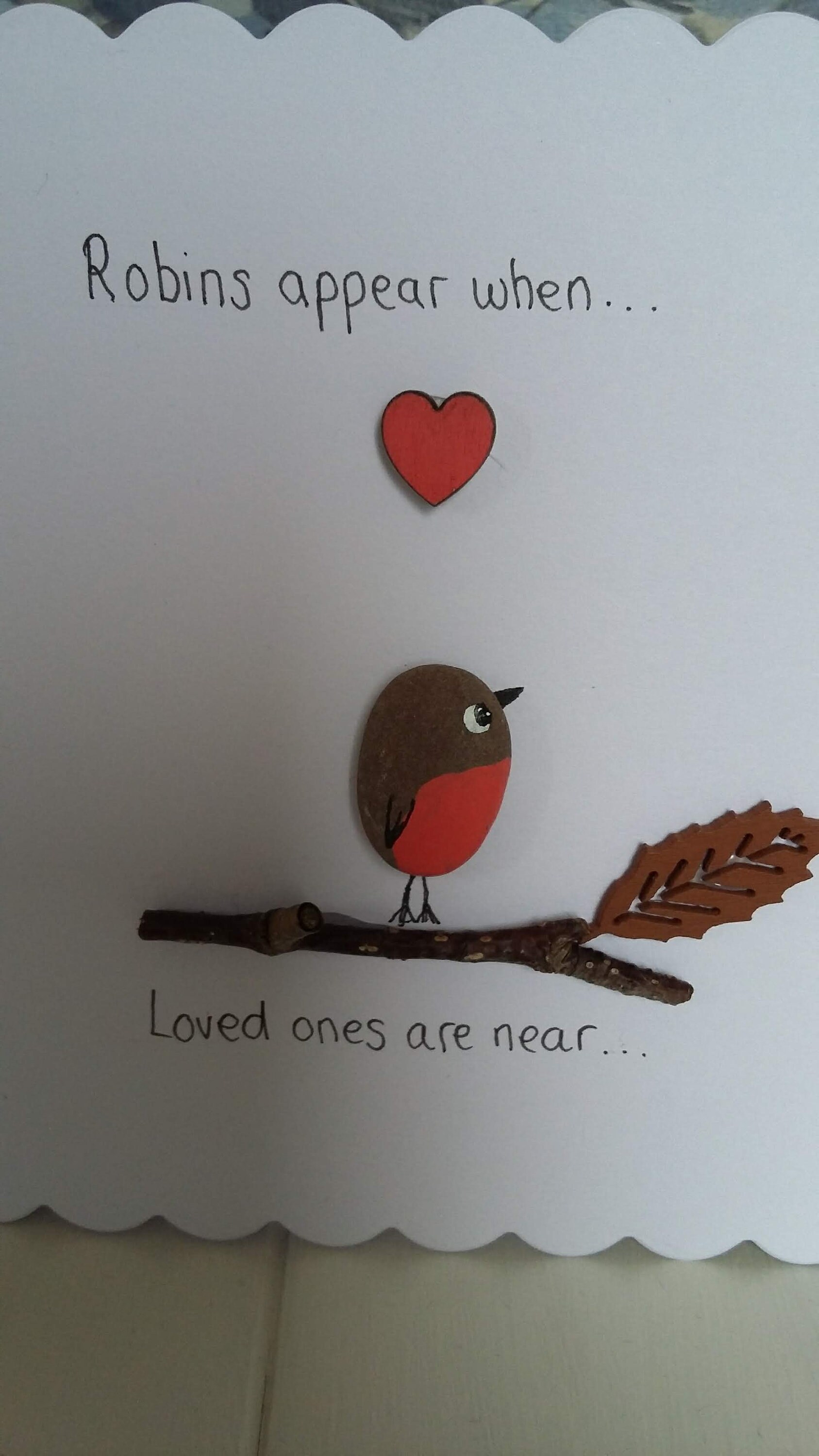 Pebble Art Grief Mourning Bereavement Sympathy Card 'robins Appear When ...