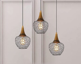 Metal Wire Pendant Lighting - Etsy