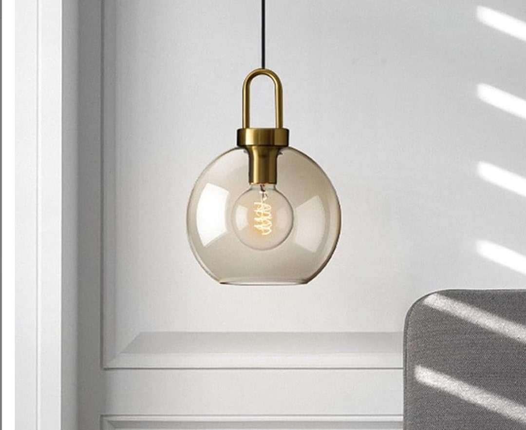 Amber Glass Shade Pendant Light 1 Light Glass Chandelier - Etsy