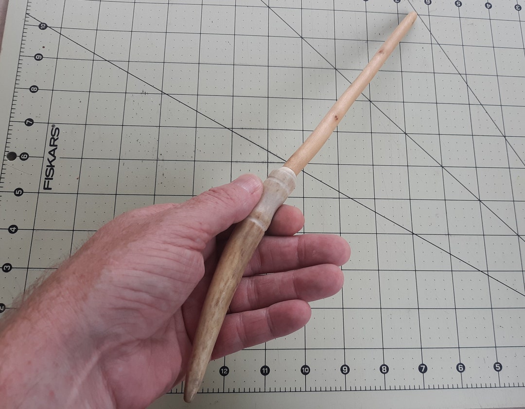 Hand Carved Sweetgum and Deer Antler Wand - Etsy