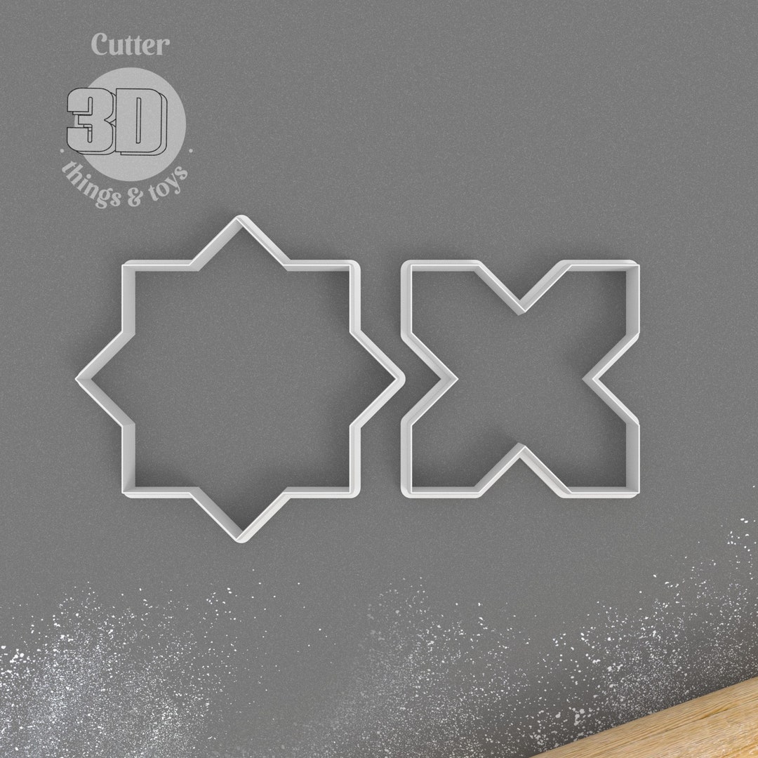 Star and Cross Tile Cookie Cutter Vintage Fundant Cutter Geometry ...