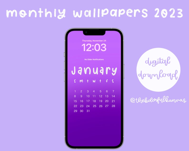 2023 Monthly Wallpapers Calendar Wallpapers Instant - Etsy