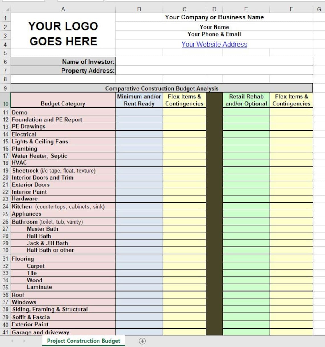 Flip Or Rent Repair Estimate Spreadsheet For Real Estate Etsy