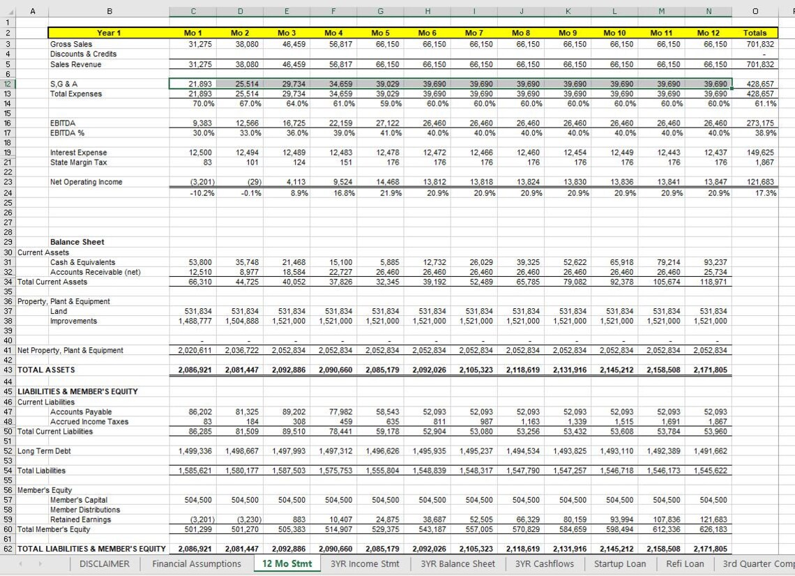 Business Plan Proforma Budget Forecast Spreadsheet With Balance Sheet ...