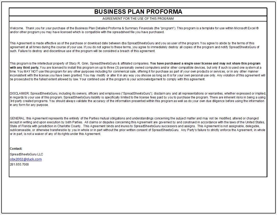 Business Plan Proforma Budget Forecast Spreadsheet With Balance Sheet ...