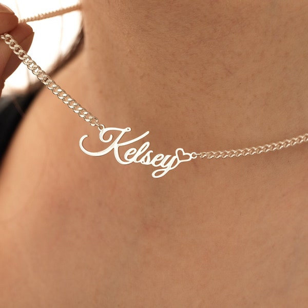 Silver Name Necklace - Etsy