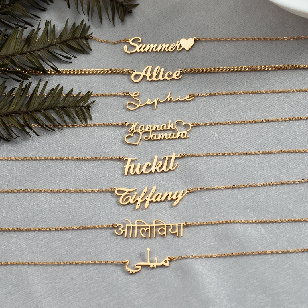 Personalised Name Necklace,multi Fonts Gold Name Necklaces,dainty Women ...