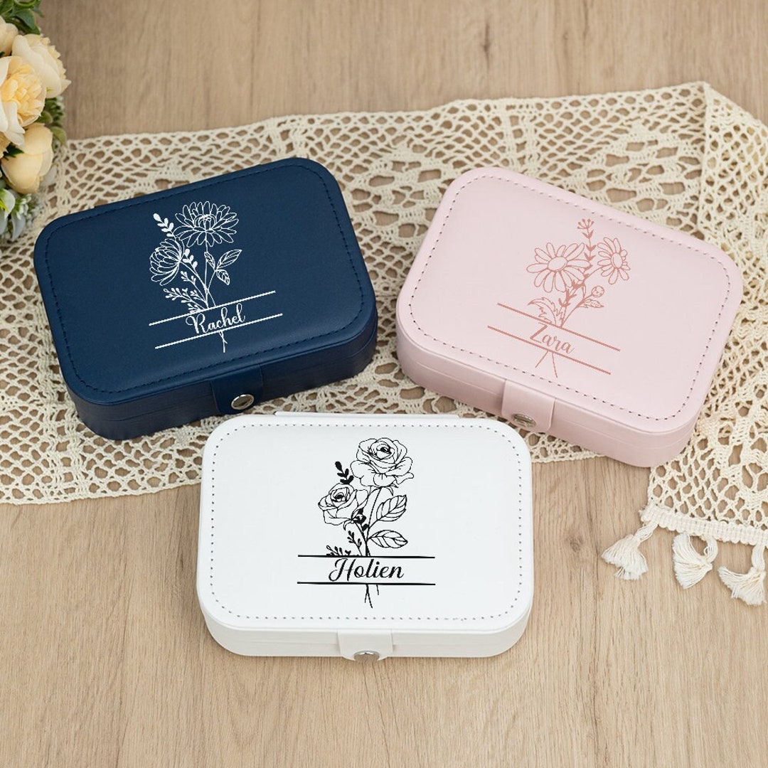 Personalised Birth Flower Jewellery Box,custom Jewellery Box,leather ...