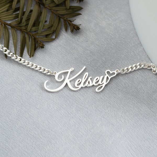 Silver Name Necklace - Etsy