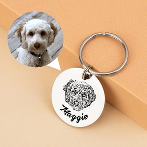 Custom Engraved Pet,engraved Pet Portrait Keychain,dog Photo Keyring ...