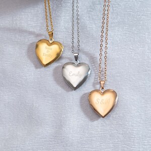 Engraved Heart Locket Necklace,personalised Photo Heart Pendant,custom ...