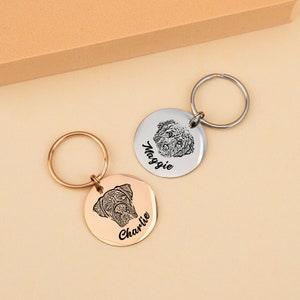 Custom Engraved Pet,engraved Pet Portrait Keychain,dog Photo Keyring ...