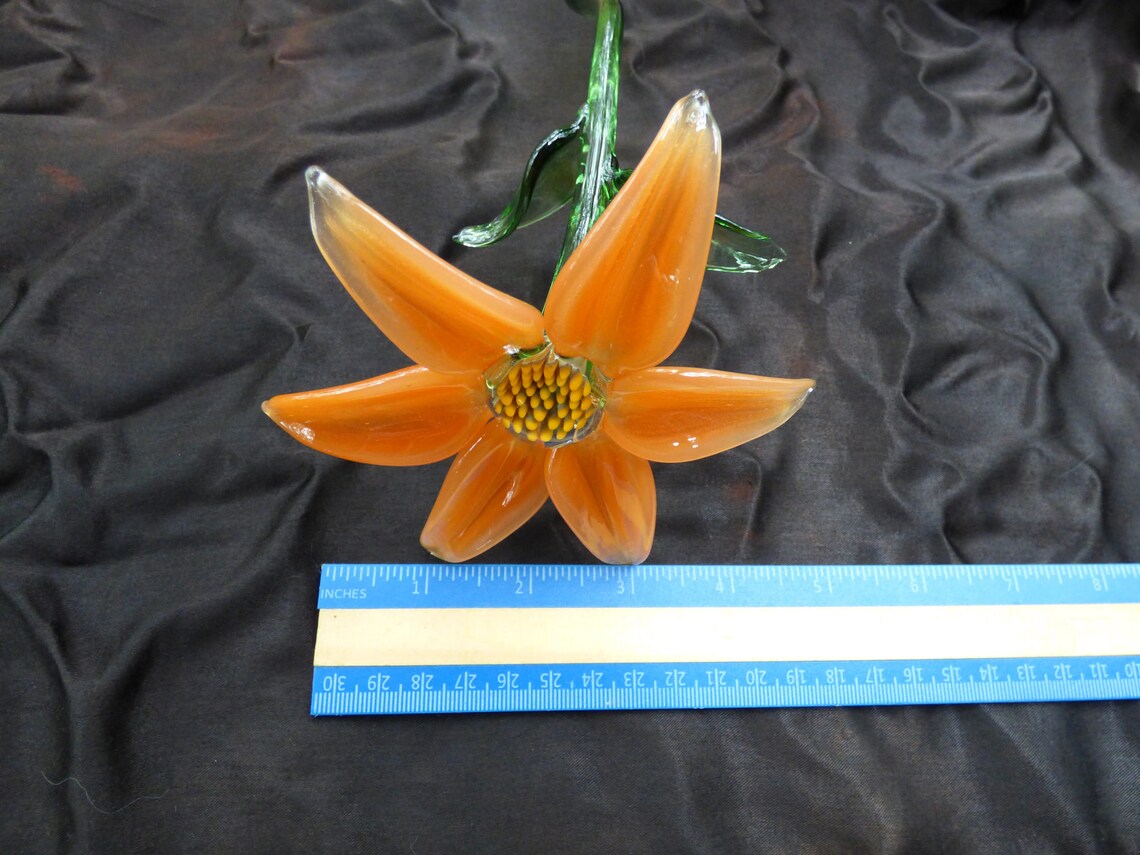 Hand Crafted Glass Flower - Orange Lily - Etsy