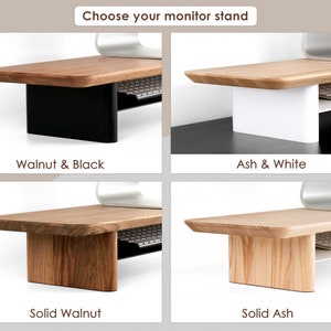 Desk Shelf Monitor Stand With Storage, Desk Monitor Riser Wood, Monitor ...