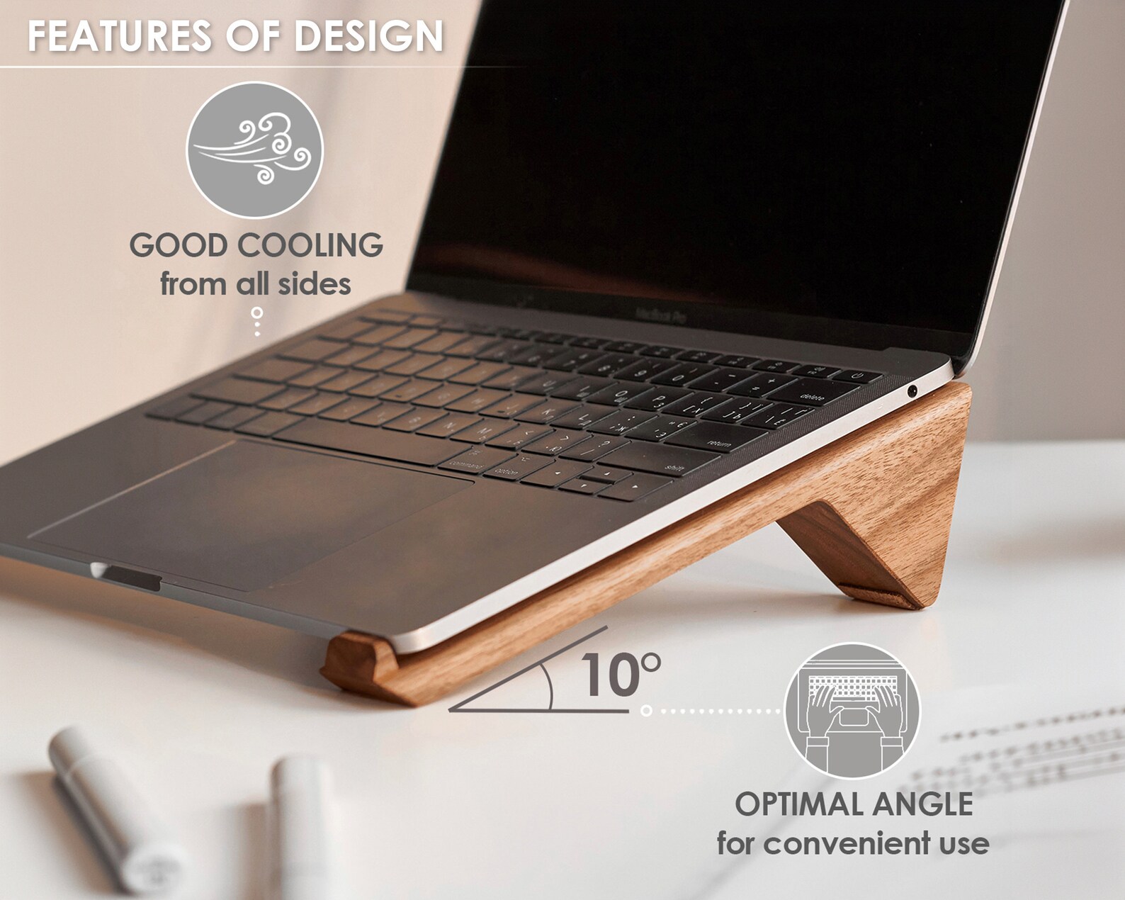 Wooden Laptop Riser for Desk, Wood Laptop Stand, MacBook Stand, Laptop ...