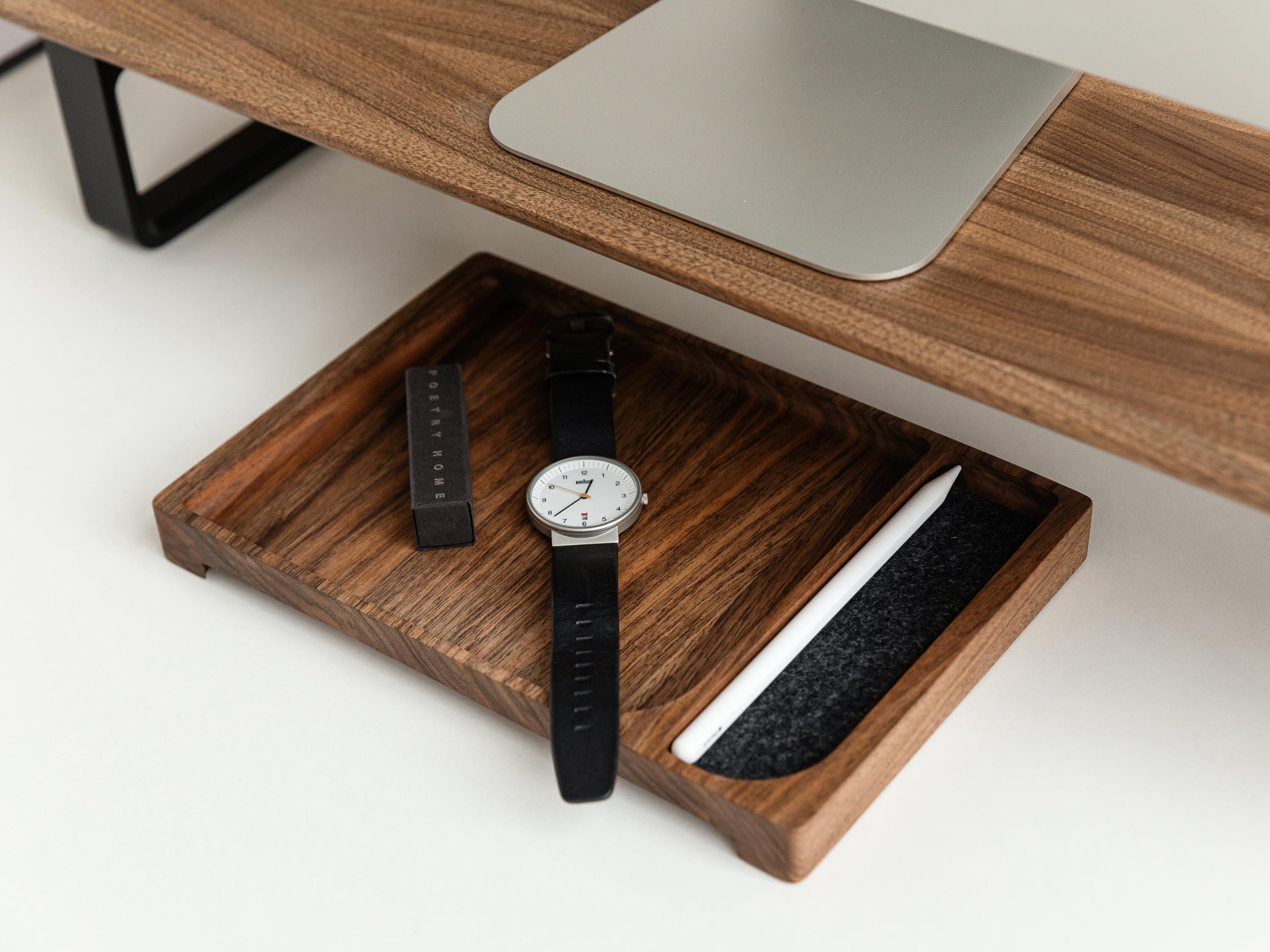 Personalized Wooden Desk Tray - Home Office Storage Organizer, Catch ...
