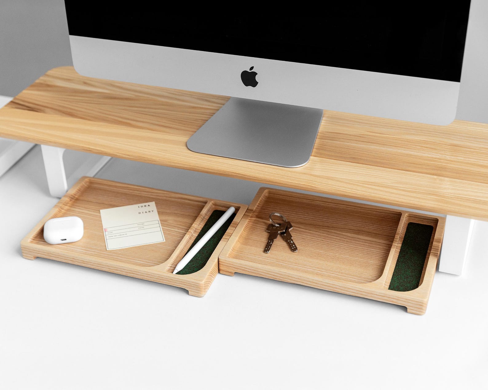 Personalized Wooden Desk Tray - Home Office Storage Organizer, Catch ...