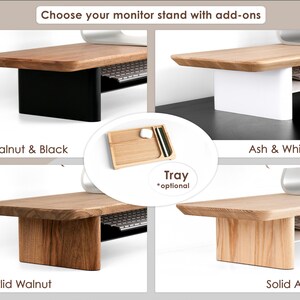Wood Monitor Stand With Storage - Custom Engraved Desk Shelf Riser for ...