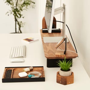 Wood Desk Monitor Stand With Storage Custom Monitor Riser Shelf - Etsy